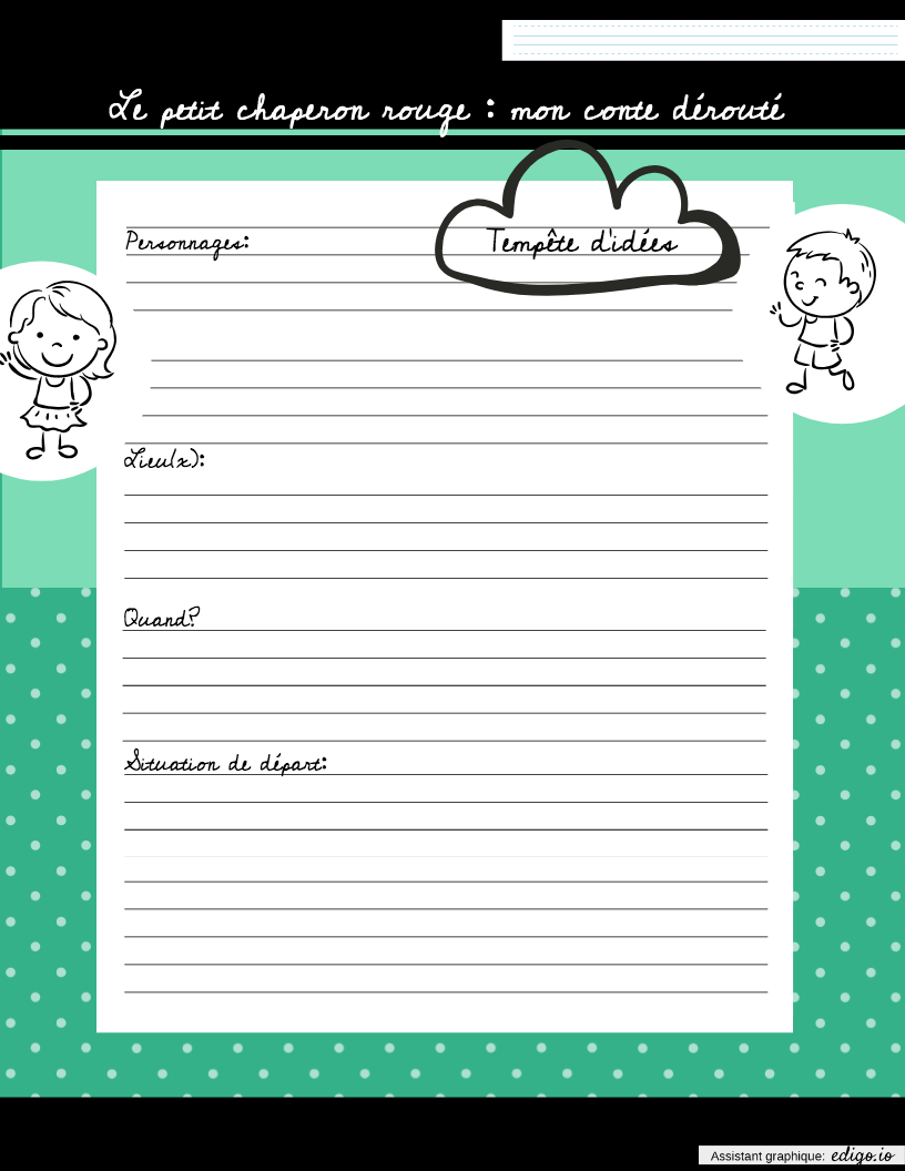 Plan d'écriture Le petit chaperon rouge, 3e année, Exercices et ...