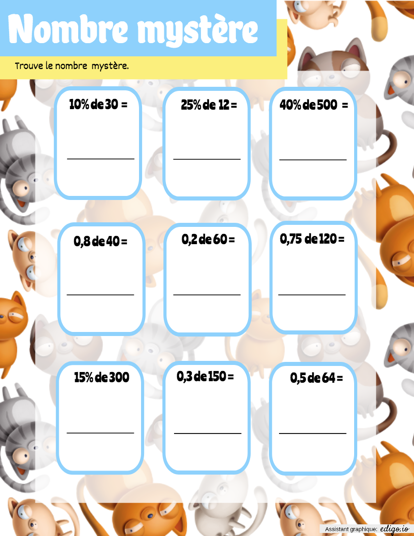 Nombre mystère, 6e année, 5e année, Exercices et activités - Edigo