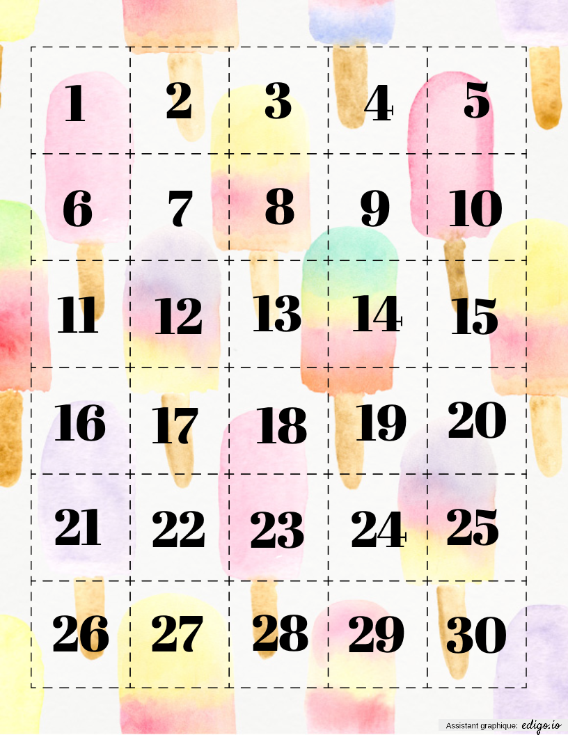 Bingo des nombres, Préscolaire, Cartes de jeu, Arithmétique - Edigo