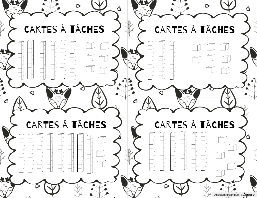 Cartes à tâches - représentation des nombres, 2nd grade, 1st grade ...