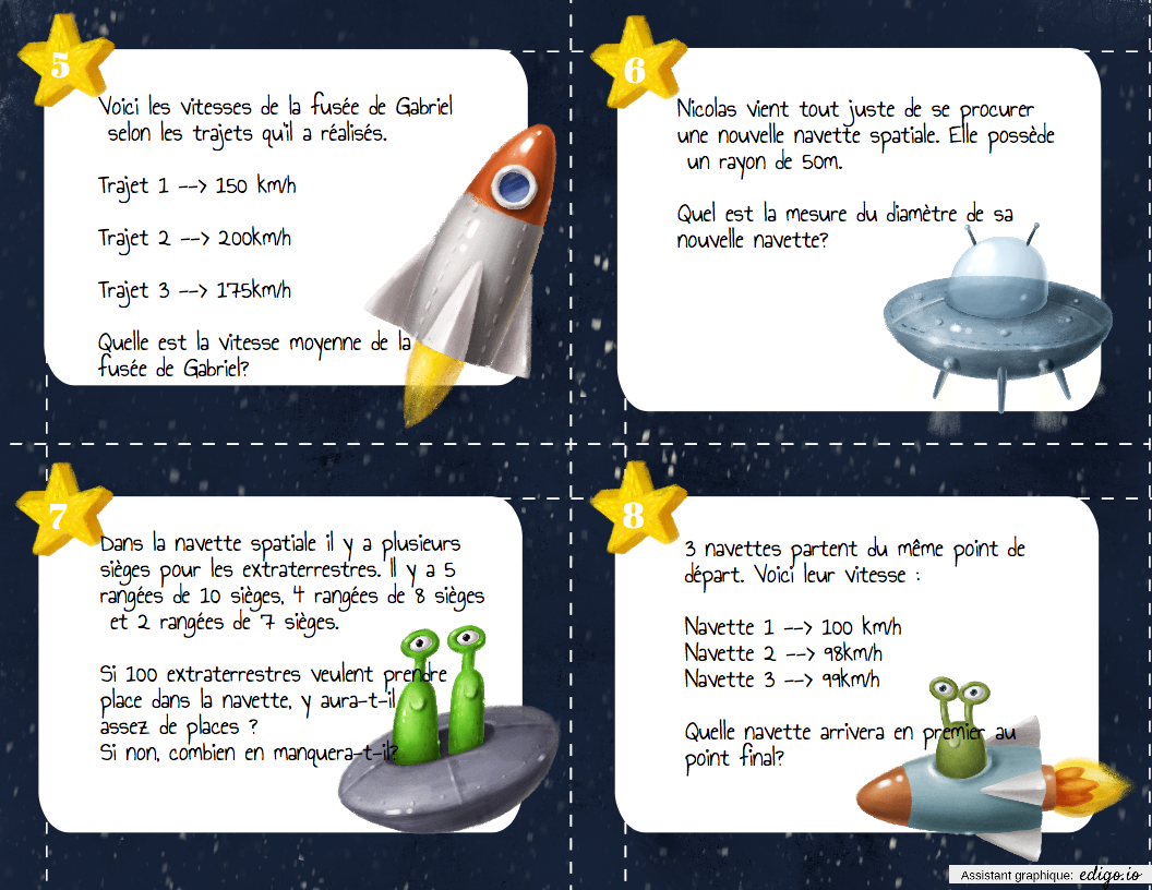 Situations-problèmes Espace, 6e année, 5e année, Cartes à tâche, Cartes ...