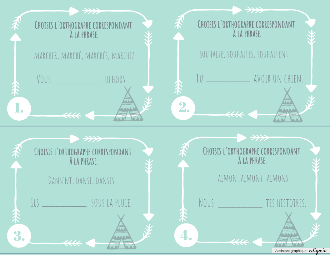 Cartes à tâches - conjugaison (2e cycle), 4e année, Exercices et ...