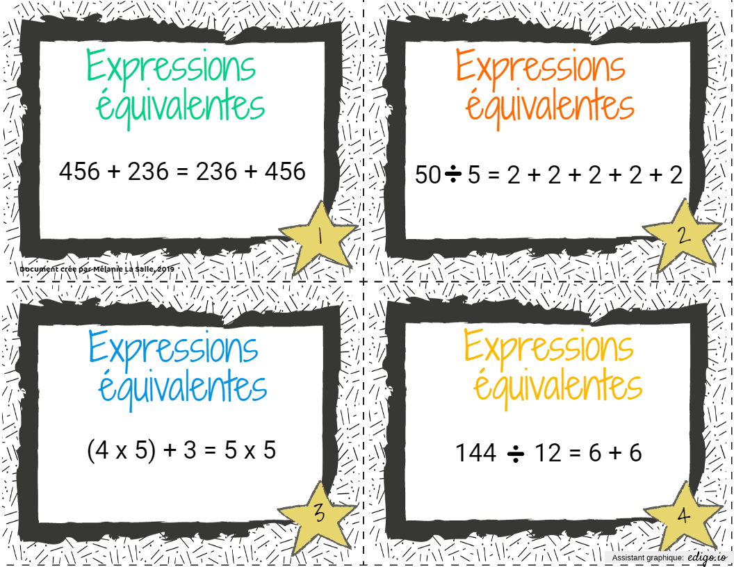 Expressions équivalentes, Fourth grade, Exercises & activities, Task ...