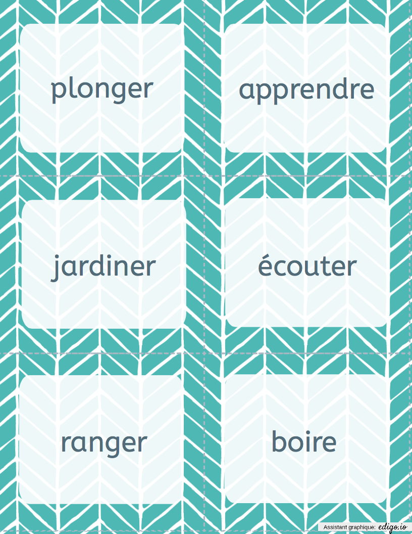 Cartes verbes infinitif, 5e année, 4e année, 3e année, 2e année, Cartes ...