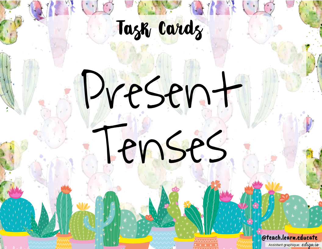 Present Tenses Task Cards, 5e à 1re, 6e année, CM2, Cartes à tâche ...