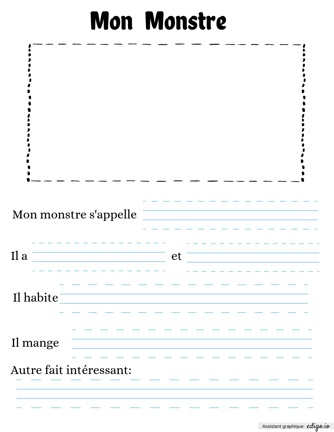 Mon monstre, 1re année, Exercices et activités, Écriture - Edigo