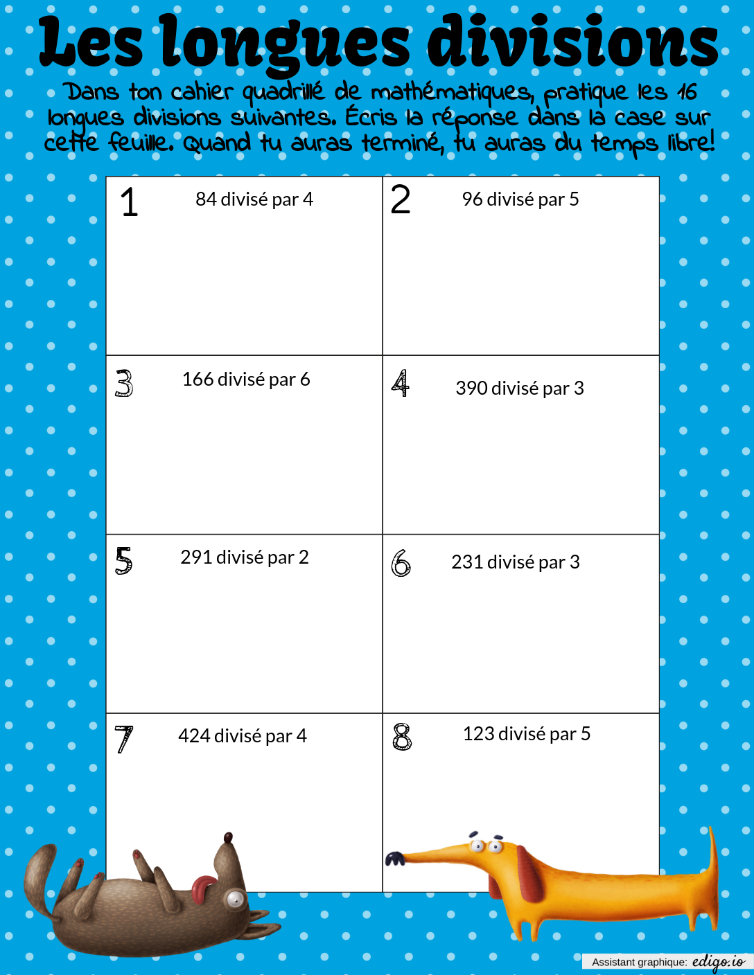La longue division, 6e année, 5e année, 4e année, Exercices et ...