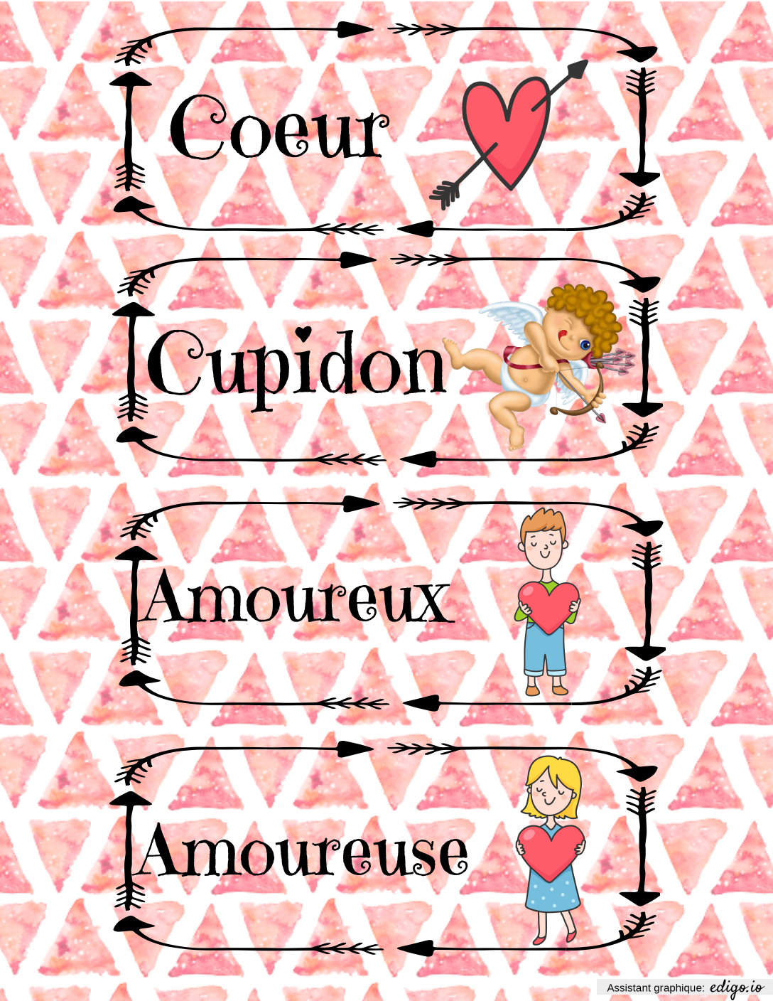 Mot étiquette Saint-Valentin, Préscolaire, Autres, Thèmes, Thèmes - Edigo