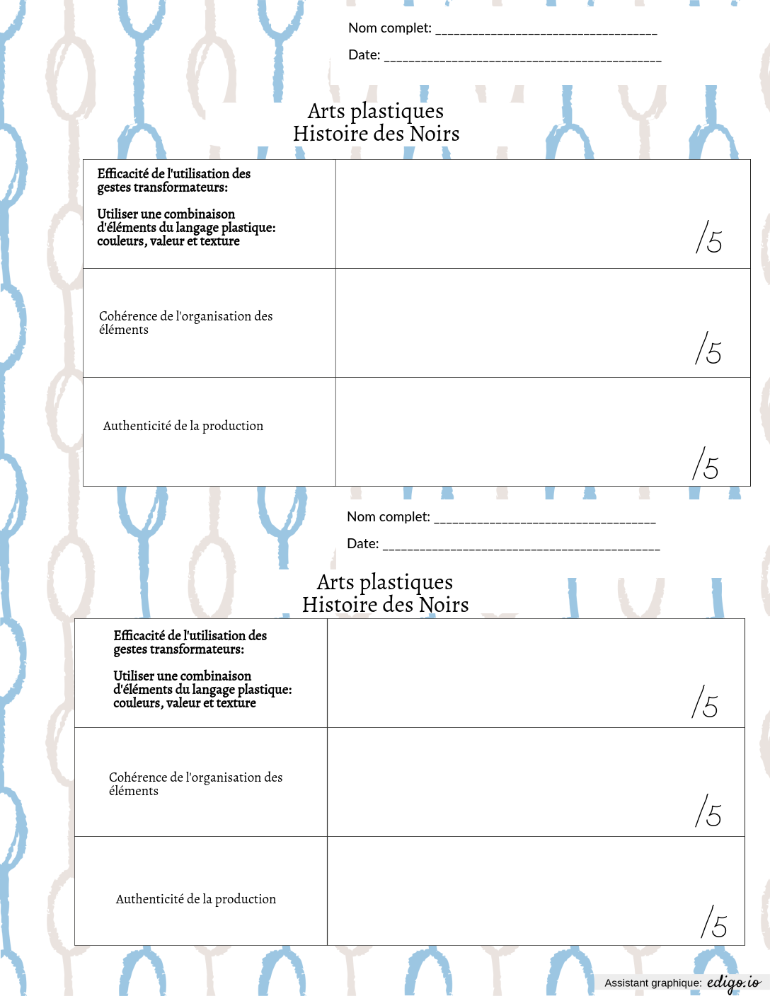 Grille-arts-histoire des noirs-3e cycle, 6e année, CM2, Évaluations ...