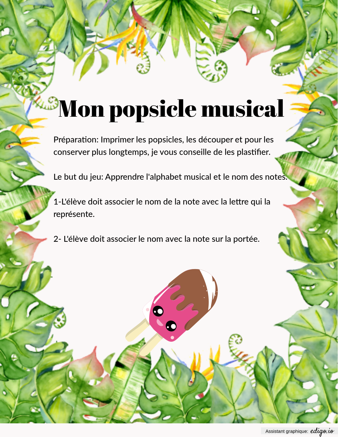 Mon popsicle musical, 2e année, 1re année, Cartes de jeu, Musique ...