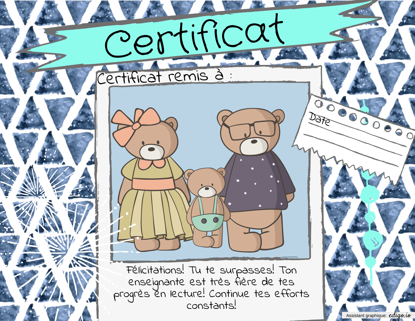 Certificat, CM2, CE2, CE1, CP, Certificats, Lecture - Edigo