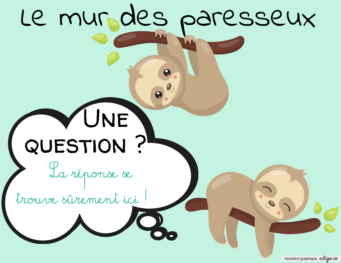 Mur des paresseux, CE2, CE1, Affiches, Organisation de classe - Edigo