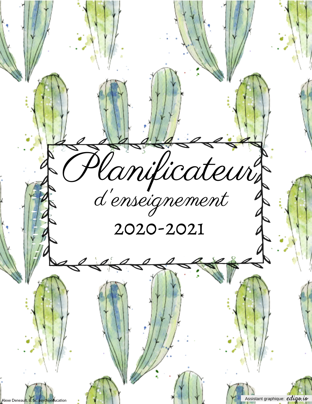 Couverture de planificateur CACTUS, 5e à 1re, 6e année, CM2, CM1, CE2 ...