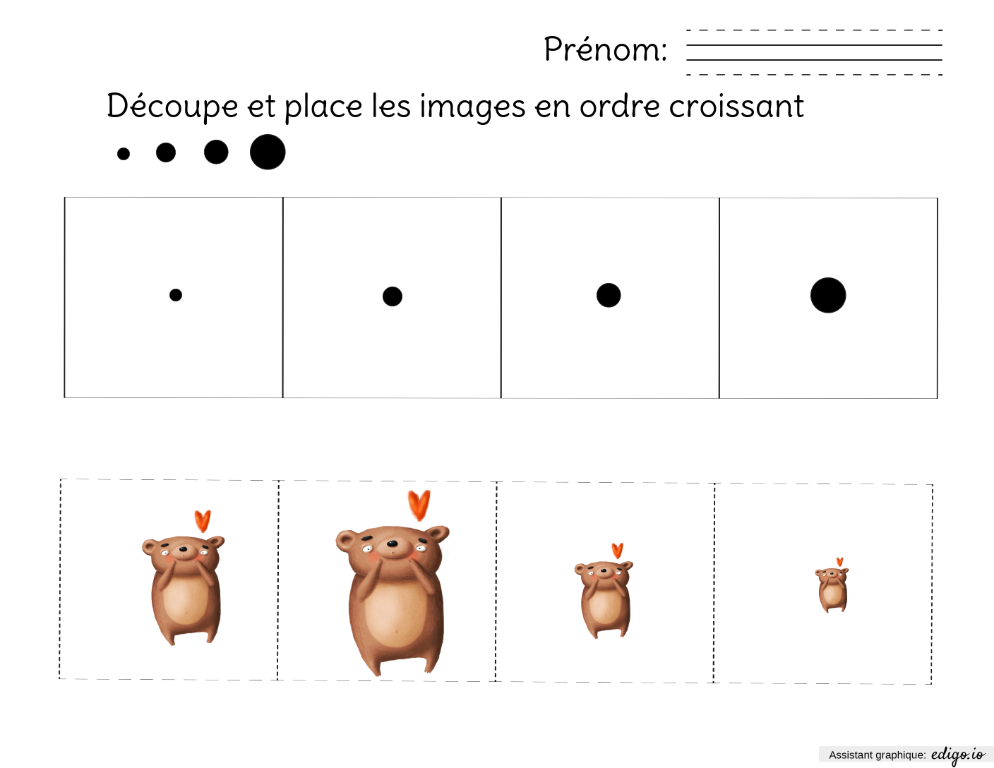 Ordre croissant - Les oursons !, CP, MS et GS, PS, Exercices et ...