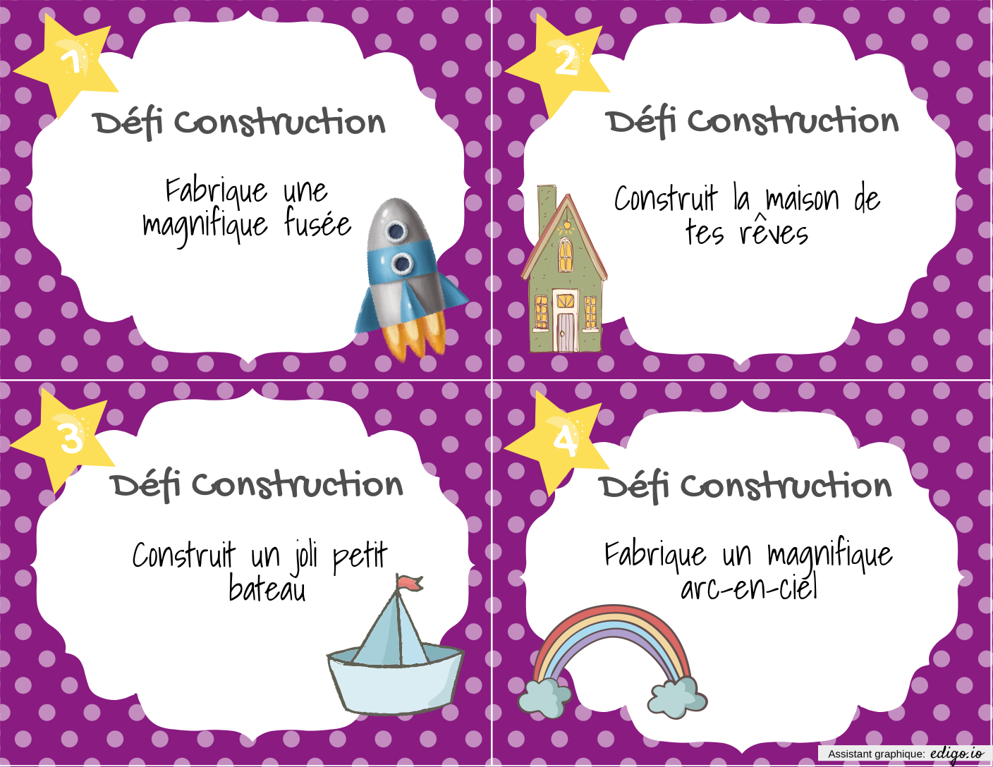 Défis construction, MS et GS, PS, Cartes de jeu - Edigo