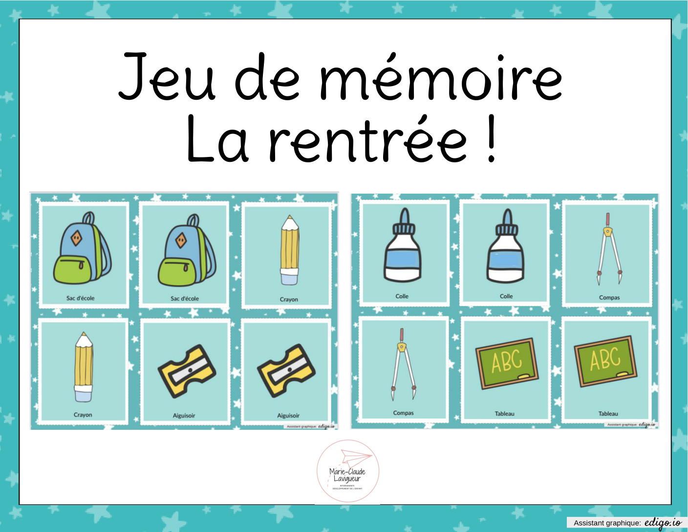 Jeu de mémoire - La rentrée, Preschool, Kindergarten, Playing cards ...