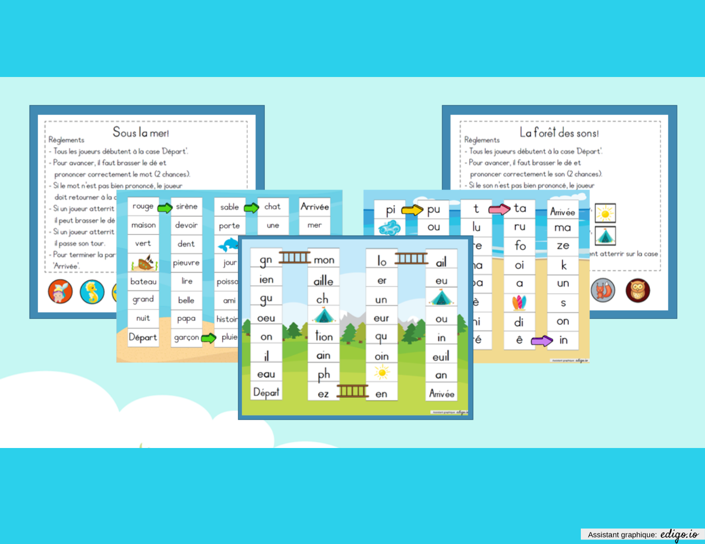 Jeux-sons, 2e année, 1re année, Exercices et activités, Cartes de jeu ...