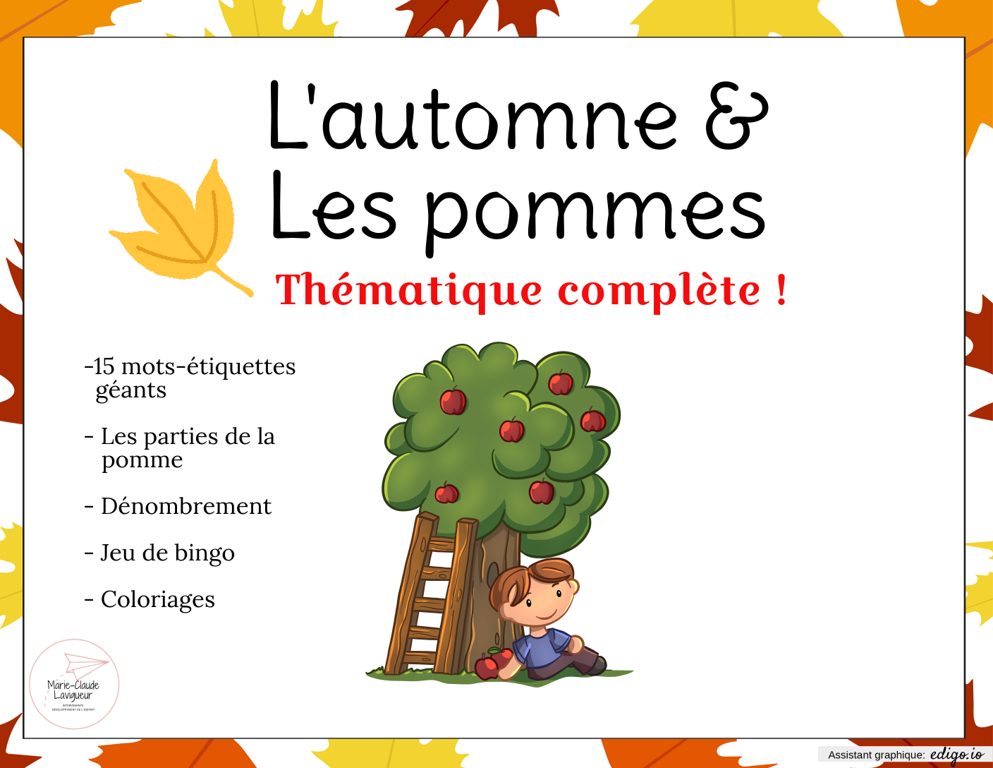 L'automne et les pommes, MS et GS, PS, Affiches, Cartes à tâche, Cartes ...