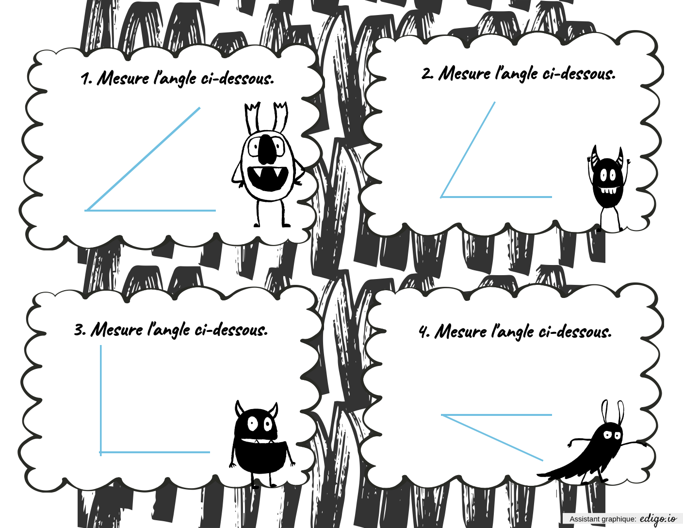 Mesure les angles monstrueux, CM2, Cartes à tâche, Géométrie - Edigo