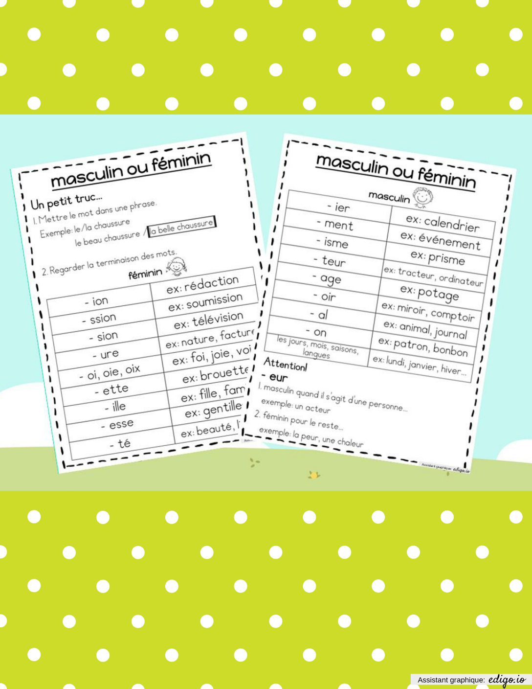 Masculin ou féminin, 6e année, 5e année, 3e année, 2e année, 1re année ...