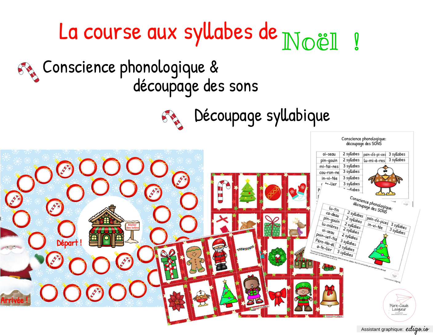 Jeu - La course aux syllabes de Noël !, CE1, CP, MS et GS, PS, Cartes ...