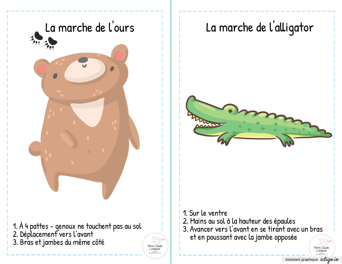 La marche des animaux - Jeu psychomoteur, 2e année, 1re année ...
