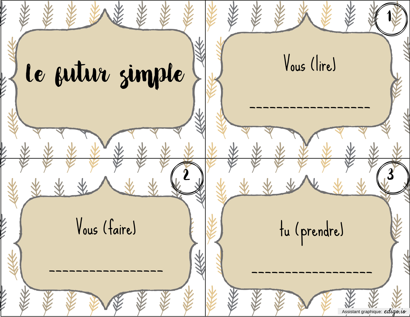 CAT futur simple, 5e année, 4e année, Cartes à tâche - Edigo