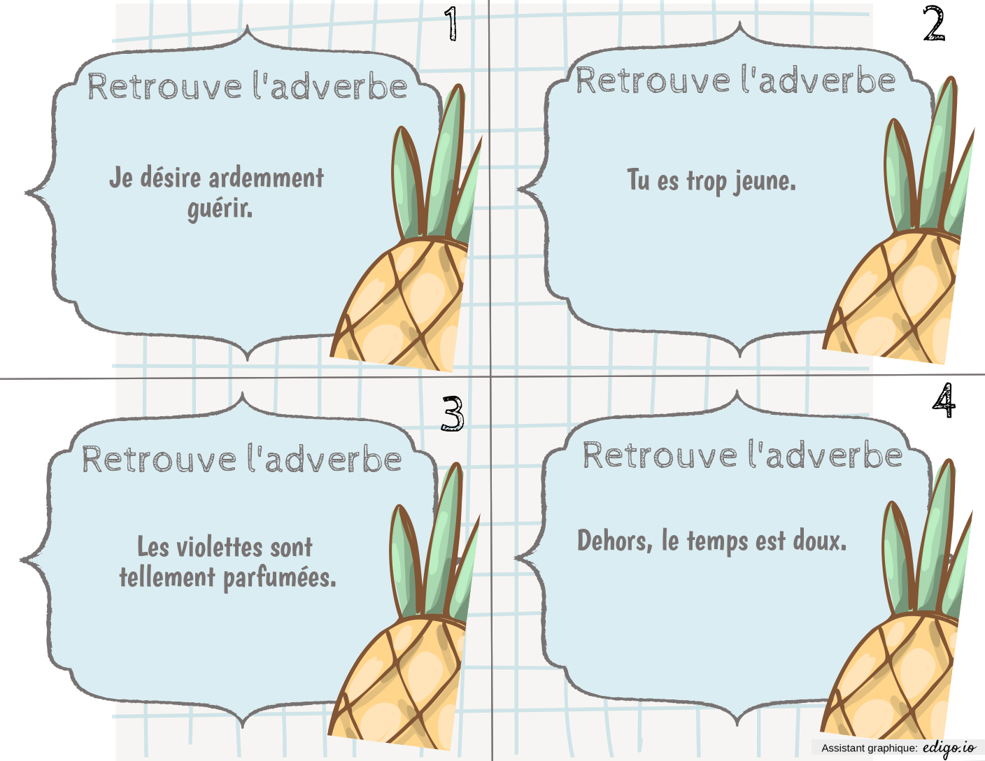 Adverbes, 6e année, CM2, Cartes à tâche - Edigo