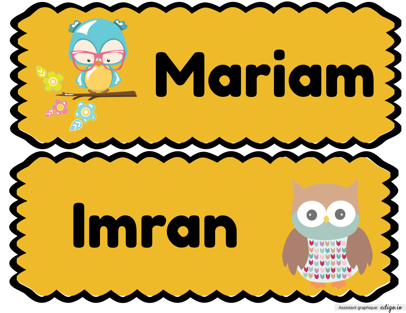 Etiquette prénom, MS et GS - Edigo