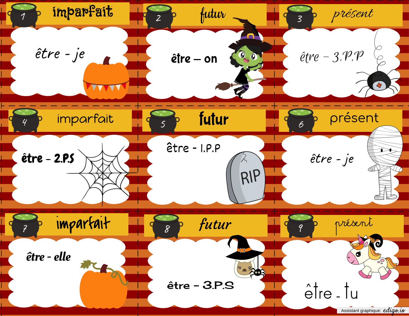Cartes à tâches - être et avoir 3 temps, 5e année, 4e année, 3e année ...