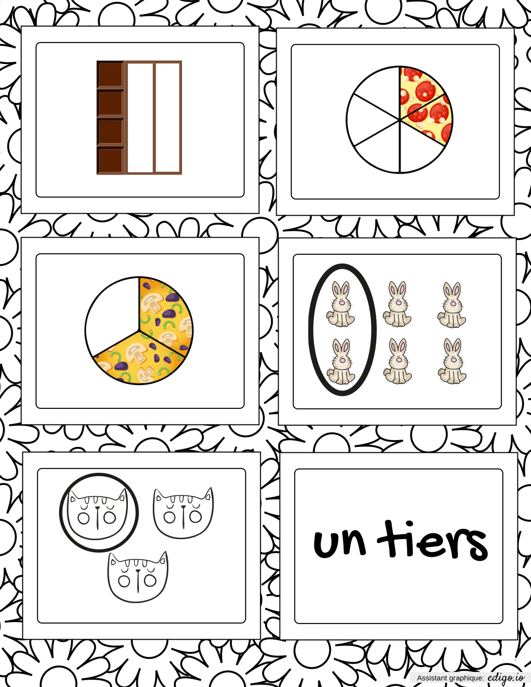 7 familles - fractions, CE1, CP, Cartes de jeu, Arithmétique - Edigo