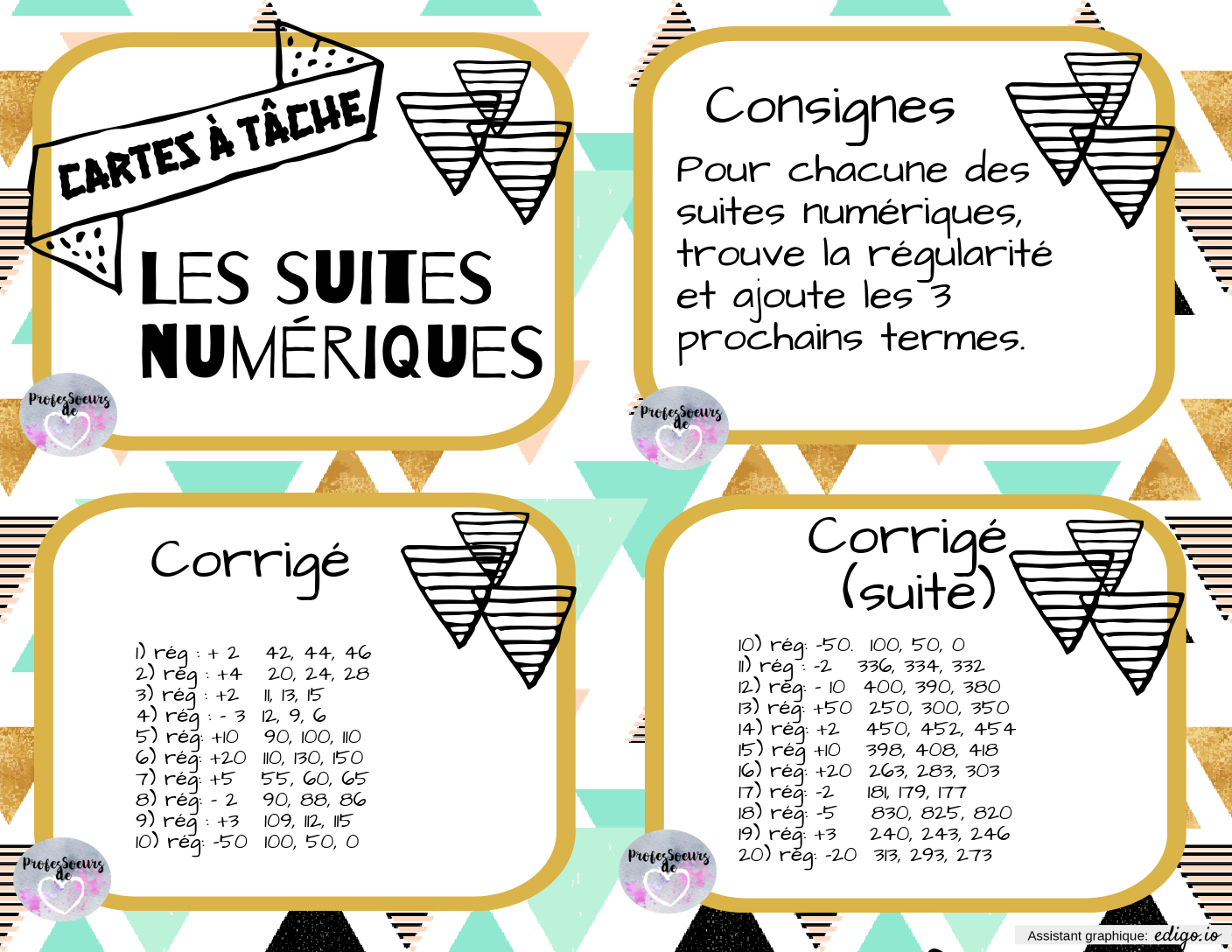 Cartes à tâche les suites numériques, CE2, CE1, Cartes de jeu ...