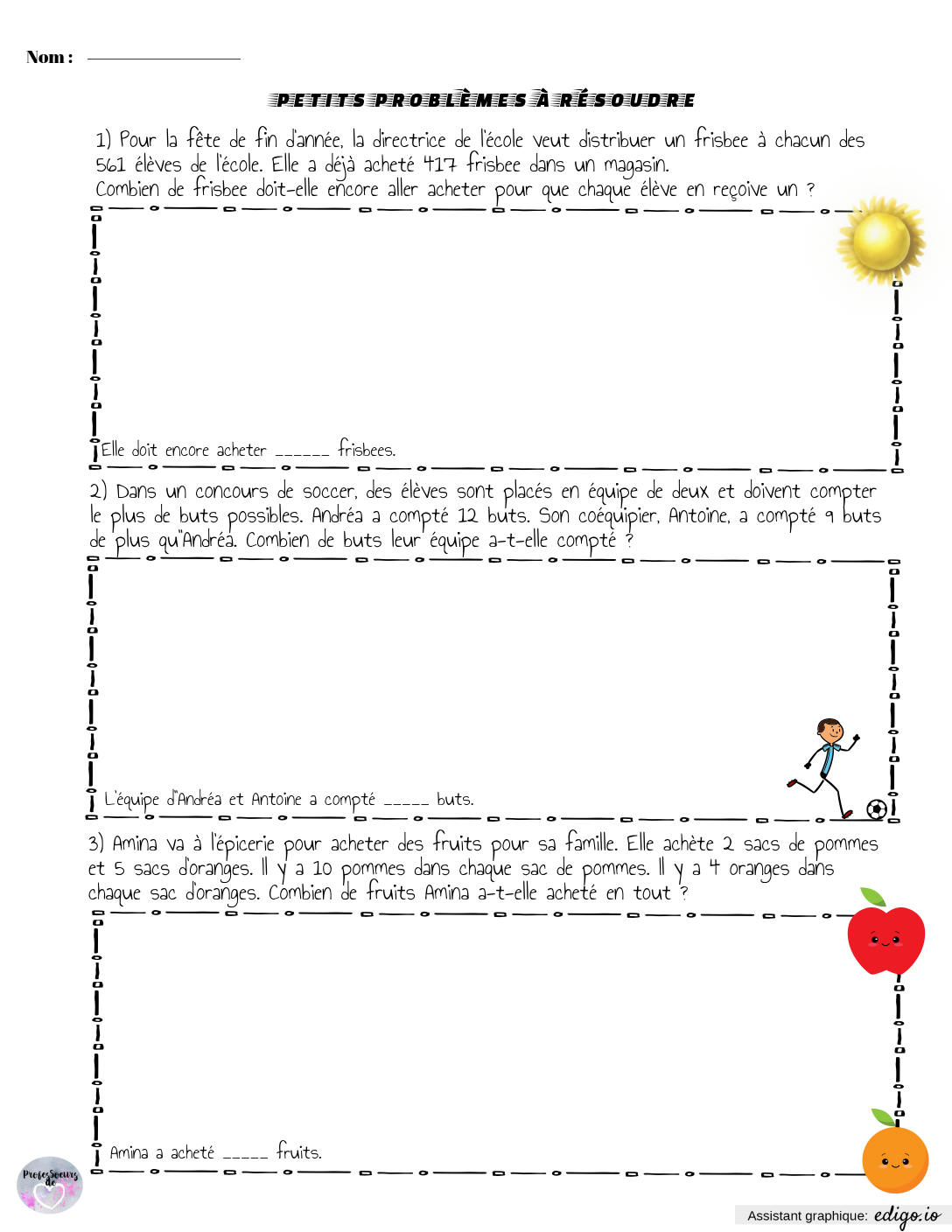 Petits problèmes, 2e année, Exercices et activités, Arithmétique - Edigo