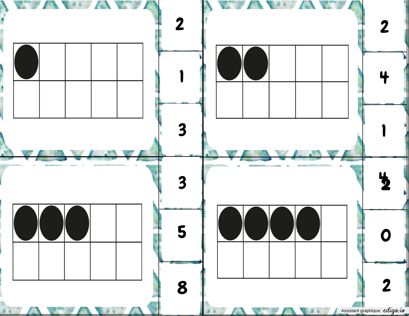 Cartes à tâches (boite de dix), 1re année, Cartes à tâche, Arithmétique ...