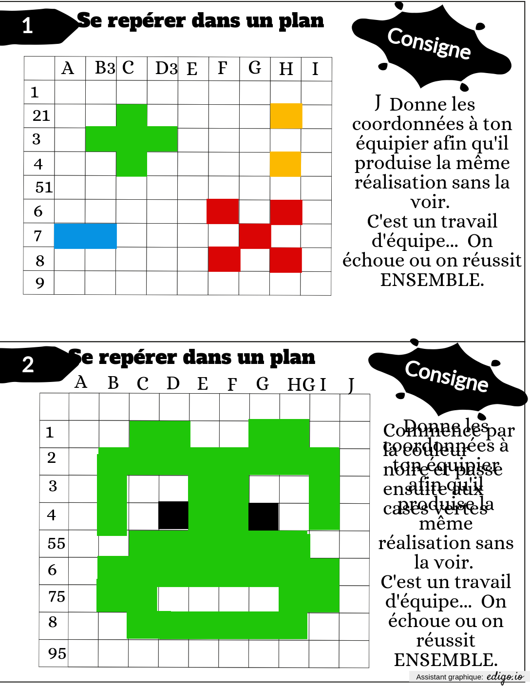 Se repérer dans le plan, 4e année, 3e année, 2e année, Cartes à tâche ...