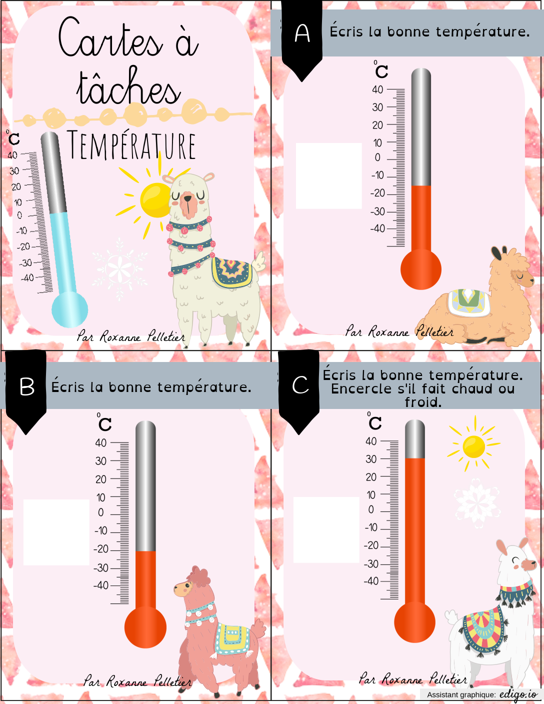 Température LAMA, 2e année, 1re année, Cartes à tâche, Autres ...