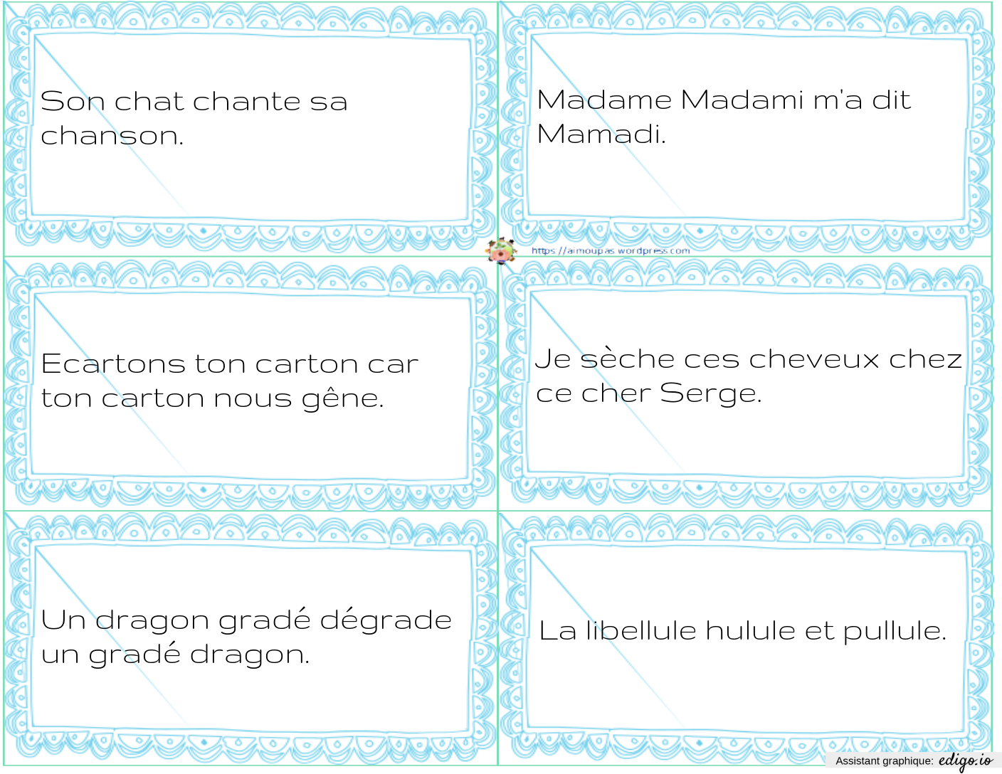 Virelangues, 3e année, 2e année, 1re année, Cartes à tâche, Cartes de ...