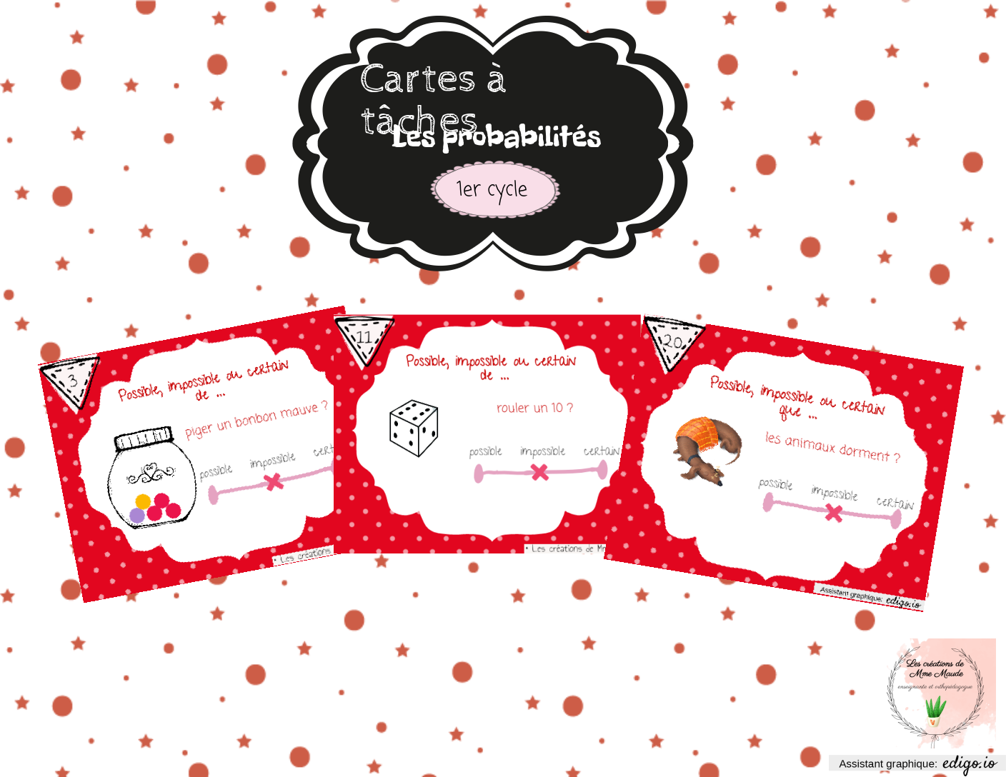 Cartes à tâches - probabilités, 2e année, 1re année, Préscolaire ...