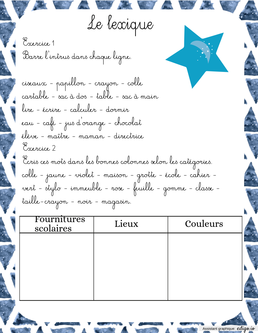 Exercice lexique, 5e année, 3e année, 2e année, Exercices et activités ...