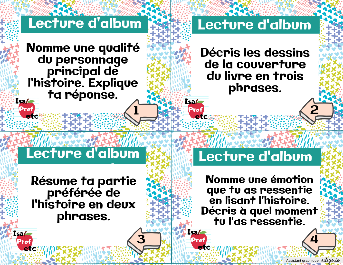 Cartes à tâche - Lecture d'album, 5e à 1re, 6e année, CM2, CM1, CE2 ...