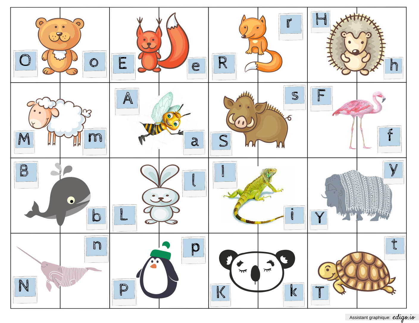 Association de lettres majuscules et minuscules, Lecture, Cartes de jeu ...